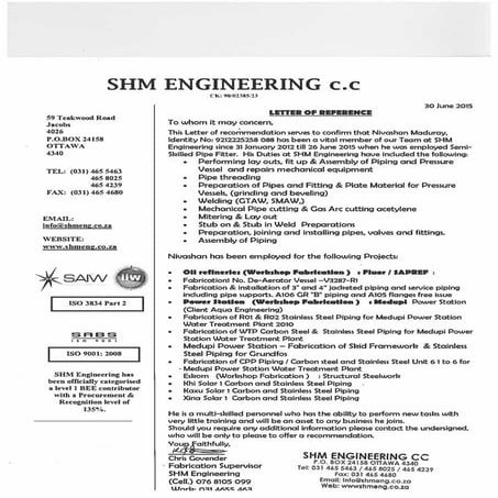 SHM Service Letter | PDF