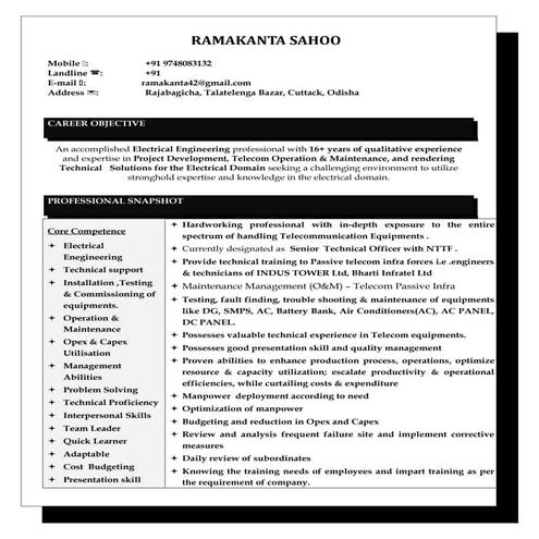 RAMAKANTA SAHOO Resume | DOC