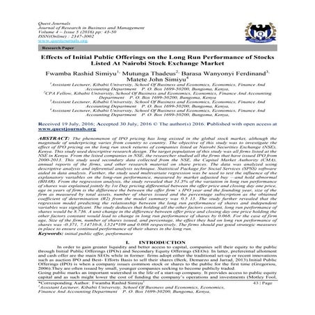 IPO publication | PDF | Stocks and Bonds | Personal Investing