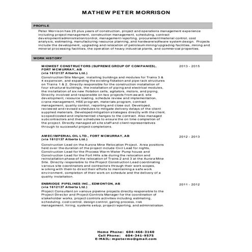 Peter Morrison Resume Sept 2015 | DOCX