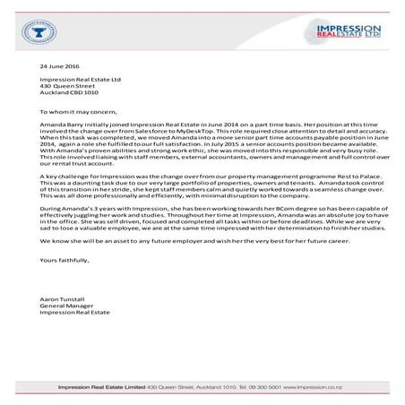 Reference Letter - Aaron Tunstall | PDF