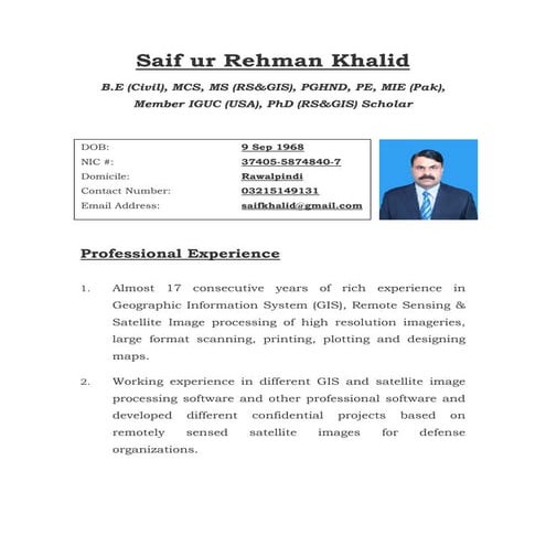 GIS & Database CV | PDF