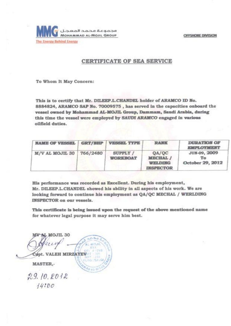 07- Certificate of Sea Service from MMG Offshore