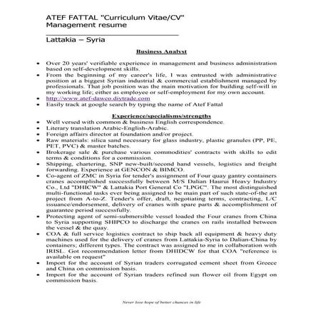 atef cv | PDF | Logistics and Transportation Industry | Industries