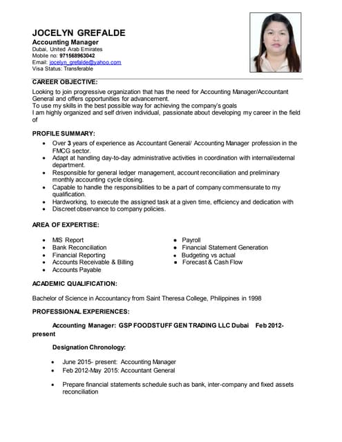 Accountant-Jocelyn Grefalde | PDF