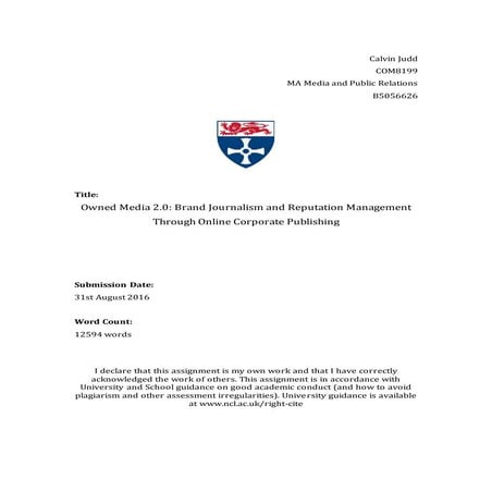 Brand Journalism Dissertation | DOCX