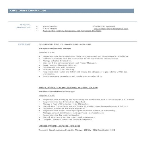 CV Chris Walden Mar 2015 | PDF