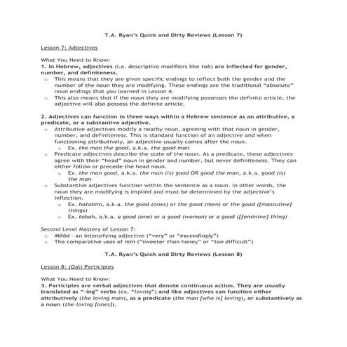 T.A. Ryan's Chapter Reviews - 1Q | PDF