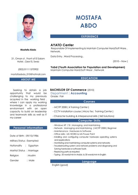 mohamed mostafa mohamed cv.doc200 | PDF | IT and Internet Support | Internet