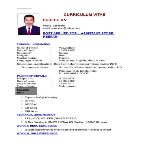 CV-june-2010 suresh | PDF