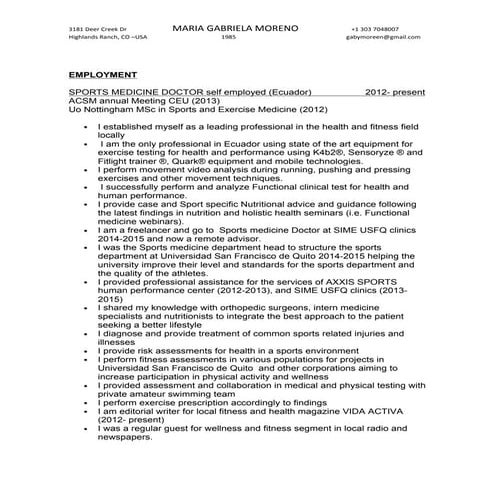 RESUME MARIA MORENO 102015 | PDF