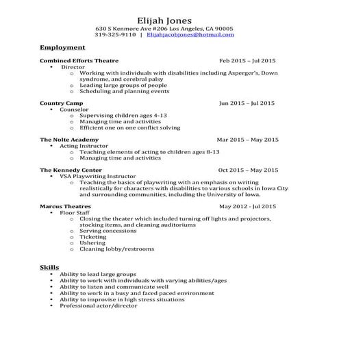 Elijah Jones professional resume | PDF