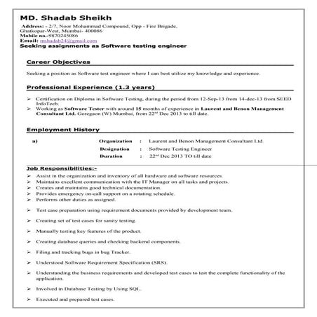 Resume_shadab | DOC