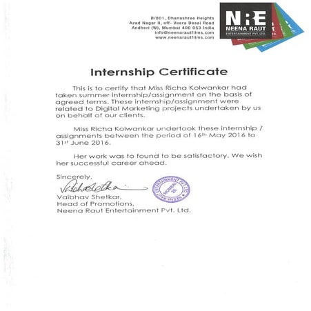 Internship Certificate | PDF