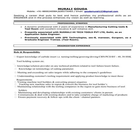 murali resume latest | DOC | Business and Finance