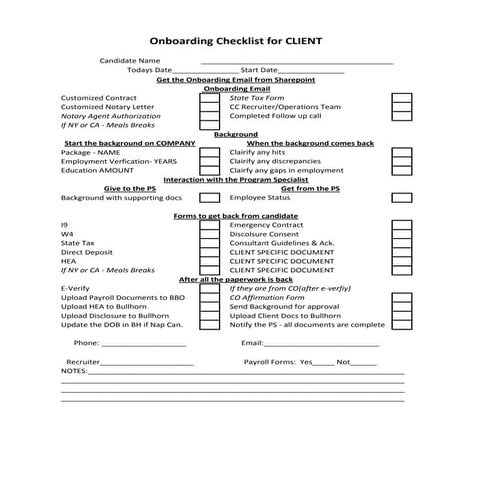 Generic Onboarding Checklist | PDF
