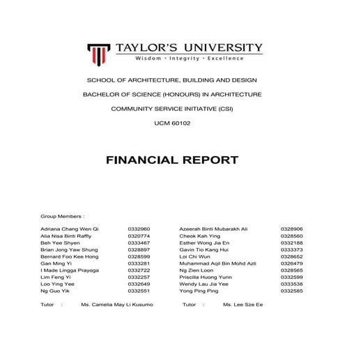 CSI Financial Report | PDF | Government Support and Welfare | Financial ...