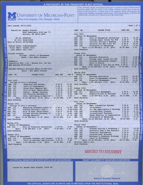Houston Community College Transcript | PDF