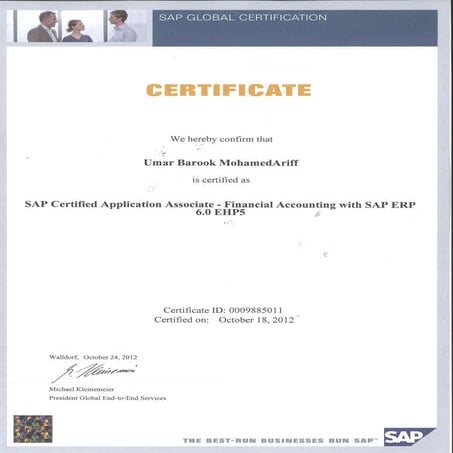 SAP CERTIFICATE - (1) | PDF