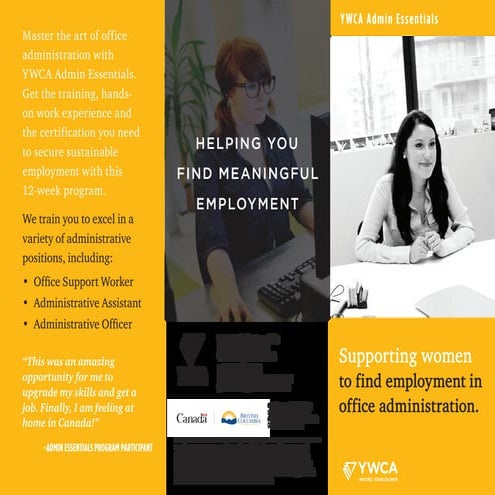 YWCA Admin Essentials Brochure V2 | PPT