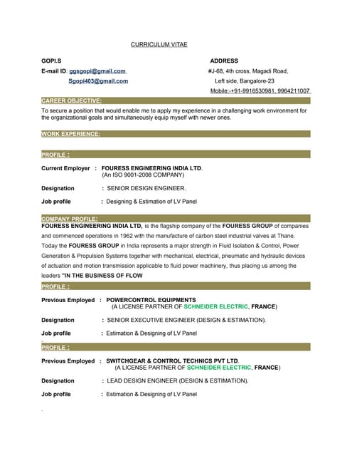 ELECTRICAL DESIGN ENGINEER LT & HT PANELS | PDF | Civil Engineering ...