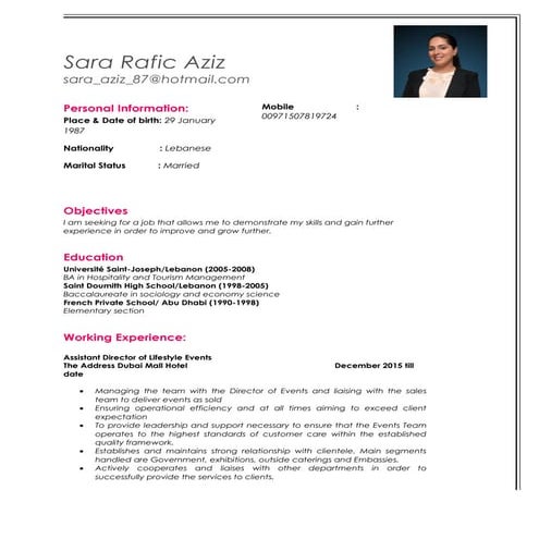 Sarah Rafic Aziz - CV | DOC