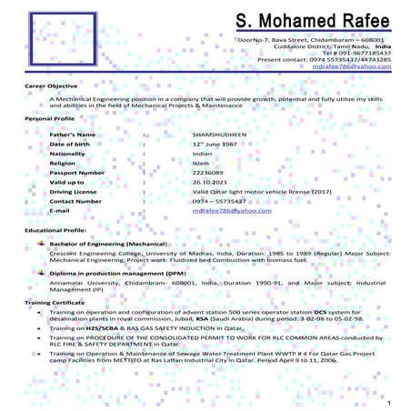 Cv Rafee | DOC | Civil Engineering Industry | Industries