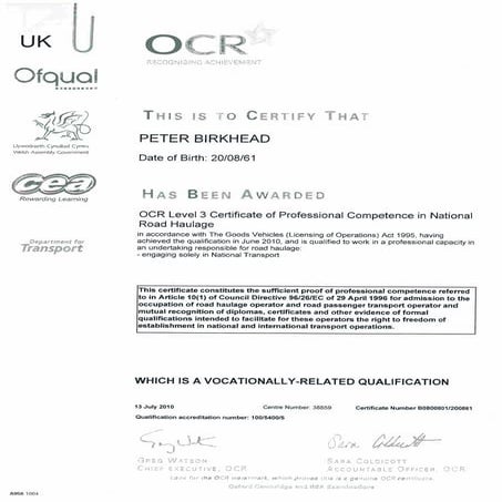 CPC National Level 3 Certificate | PDF