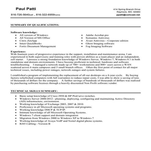 Paul Patti Resume | PDF