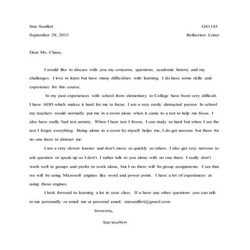 Star Seuffert- Reflection Letter | DOCX