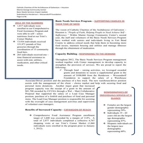 Basic Needs Services Impact Update Final ~ | PDF | Non-Profit ...