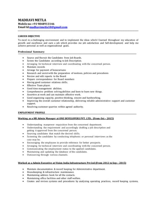 Chiranjeevi Resume | PDF