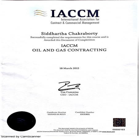 Certificate - Oil & Gas Learning Program - IACCM | PDF