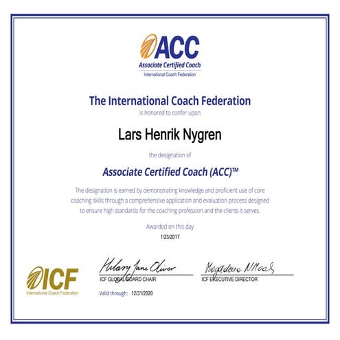 ICF ACC Credential Certificate | PDF