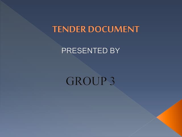 Types of tender and their processing. | PPTX