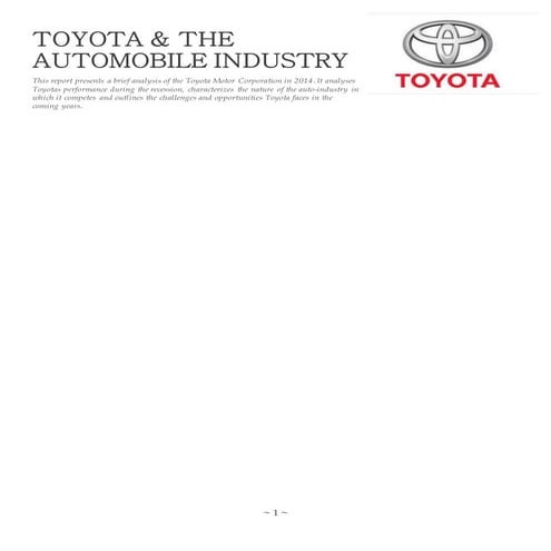 Toyota | DOCX | Automotive Industry | Industries