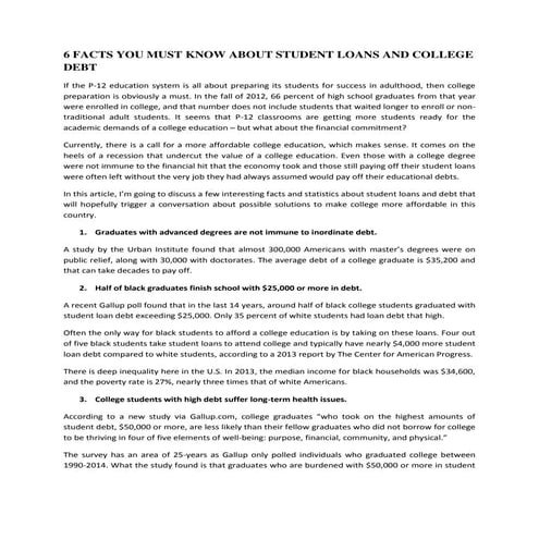 6 facts you must know about student loans and college debt | PDF