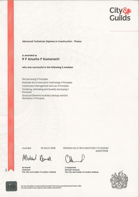 City & Guilds Engineering Achievement Certificate | PDF