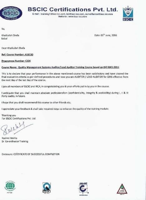 QMS Certificate | PDF