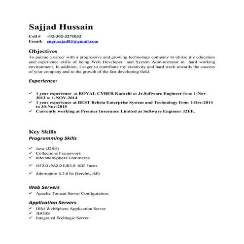 Sajjad Cv | PDF