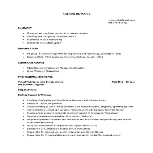 KISHORE KUMAR.C | PDF