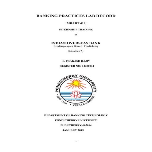 Bank Internship | PDF