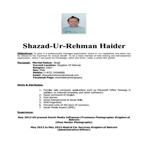 SRH CV (Updated 2016) | DOCX