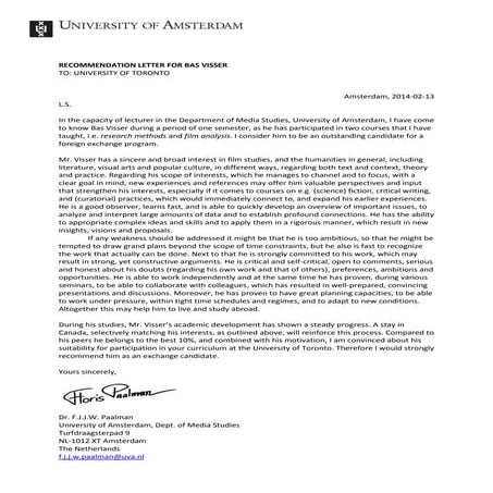 UWI OC Letter of Attestation