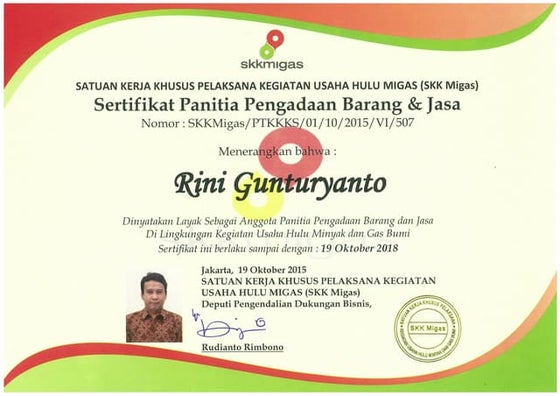 Sertifikat Training - Peny | PDF