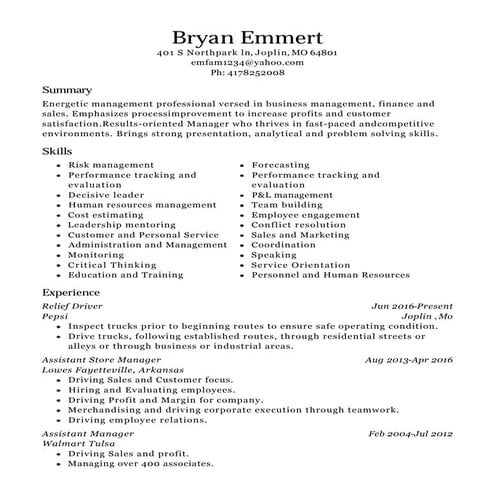 Bryan Resume 1 | PDF