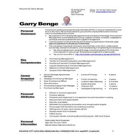 Resume Garry Benge 2016 | DOCX | Business Administration | Business