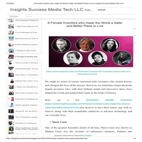 6 female inventors who made the world a safer and better place to live ...