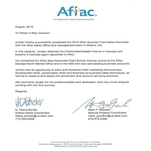 Jordan aflac certificate | PDF