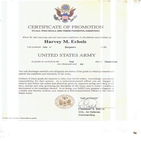 Certificate of Promotion to Sergeant | PDF